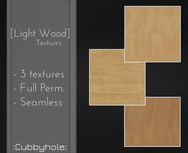 Second Life Marketplace - :Cubbyhole: Light Wood Textures