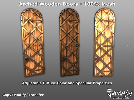 Second Life Marketplace - [Jammin] Arched Wooden Doors V2 - Copy/Mod ...