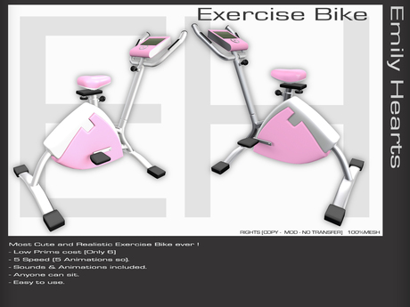 Second Life Marketplace - [EmilyHearts] - Exercise Bike Pink