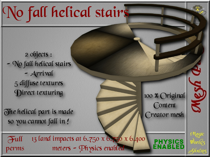 Second Life Marketplace - No fall helical stairs - 13 LI - 2 FULL PERMS ...