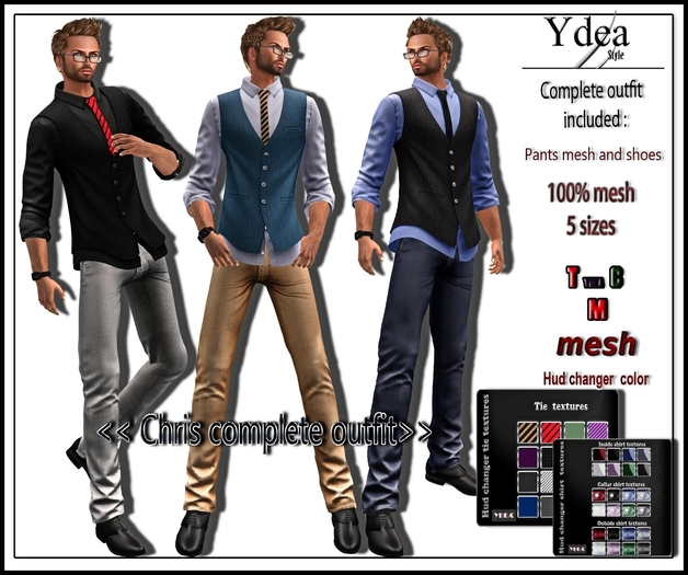 Second Life Marketplace - *Ydea* Chris men complete outfit