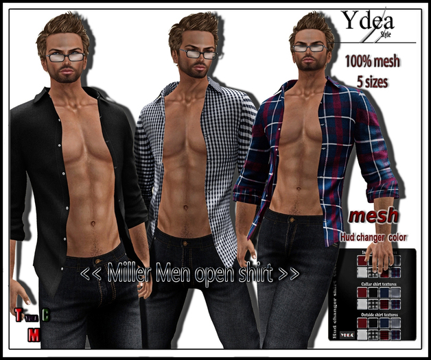 Second Life Marketplace - *Ydea* Miller men open shirt