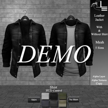 Second Life Marketplace - DE Designs - Men's Leather Jacket and Tee - DEMO