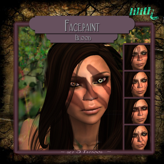 Second Life Marketplace - LD Facepaint Blood Hunt - Tattoo Set of Five