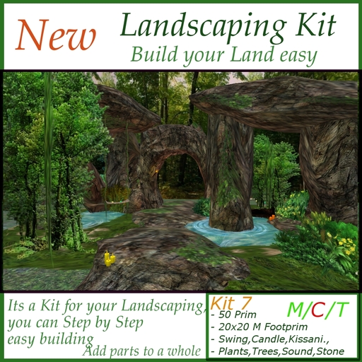 Second Life Marketplace - Landscaping Kit 7 (Cave Cavern Grotto Waterfall)
