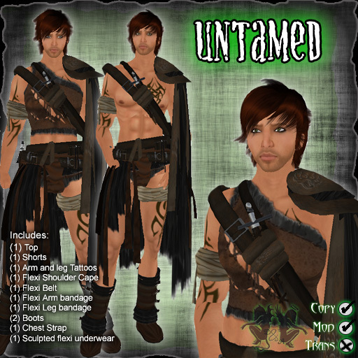 Second Life Marketplace - Untamed Barbarian Gladiator Mens Outfit