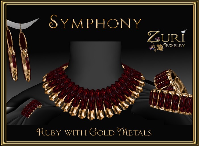 Second Life Marketplace - Zuri Rayna's Symphony Crystal V2~Ruby/Gold Metals
