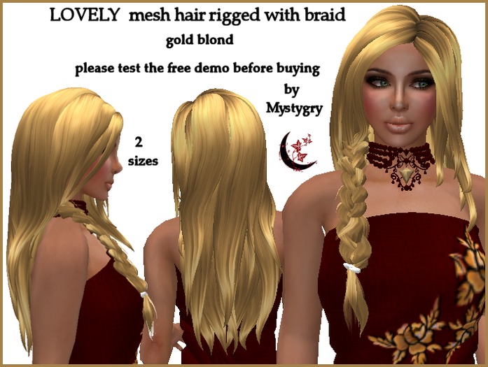 Second Life Marketplace - Lovely mesh hair gold blond rigged with braid ...