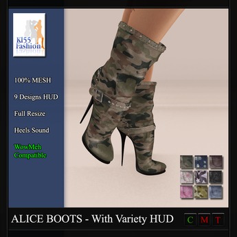 Second Life Marketplace - Alice Boots Mesh *SL Avatar* 9 Designs HUD
