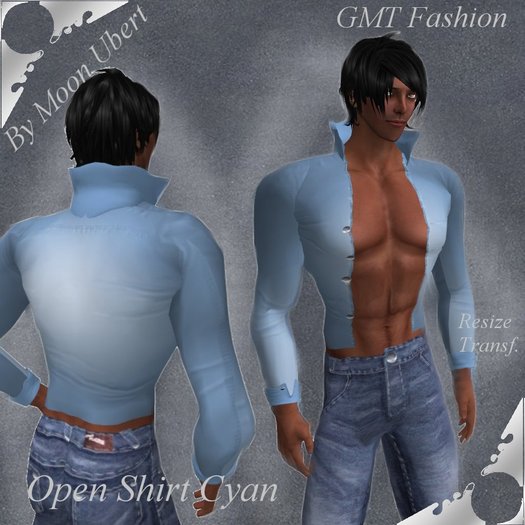 Second Life Marketplace - *** GMT Open Shirt Cyan *** A SMART Casual ...