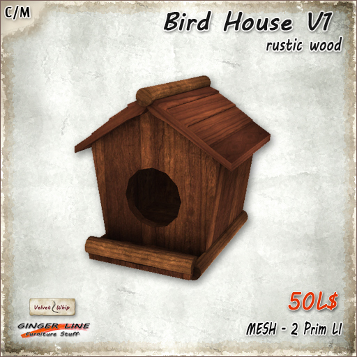 Second Life Marketplace - [Ginger Line] Bird House V1 Wood - 2 prim LI