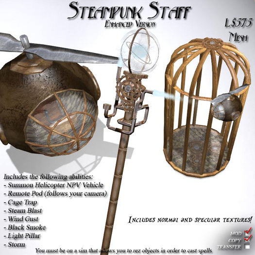 Second Life Marketplace - Steampunk Staff (Enhanced Version)