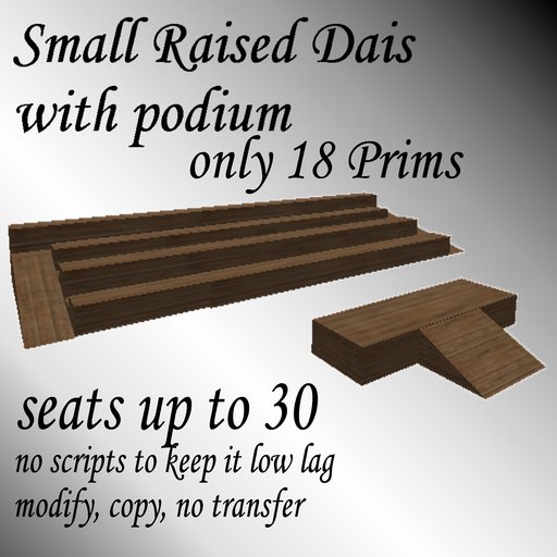 Second Life Marketplace - Raised Dias with Podium - Small (seats up to 30)