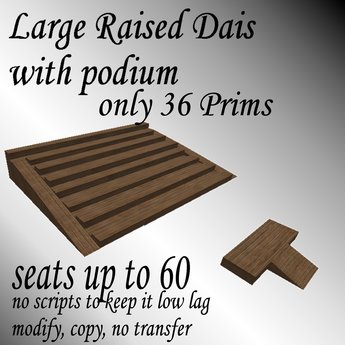 Second Life Marketplace - Raised Dias with Podium - Large (seats up to 60)