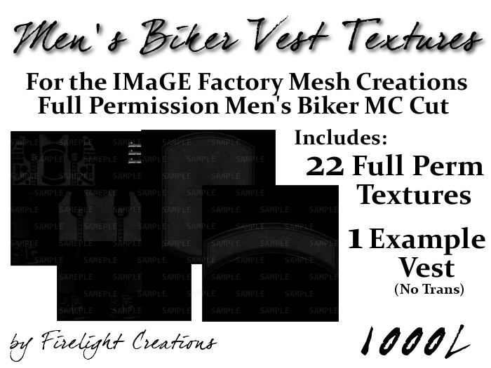 Second Life Marketplace Mens Biker Vest Textures