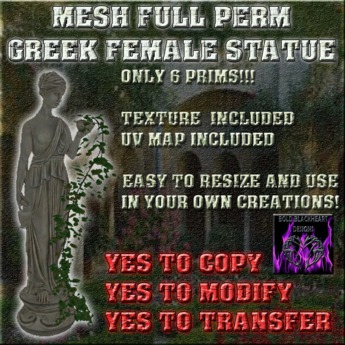 Second Life Marketplace - BBD - Mesh Full Perm Greek Woman Statue