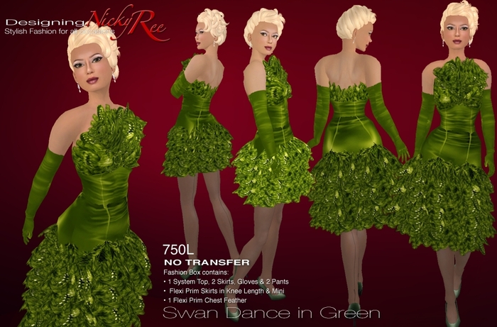 Second Life Marketplace - Nicky Ree Swan Dance Dresses in Green