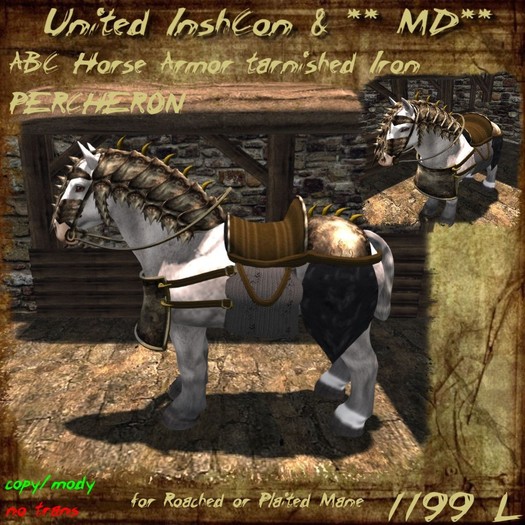 Second Life Marketplace - *UI* ABC Horse Armor tarnished Iron Percheron ...
