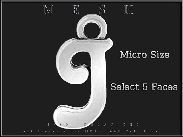 Second Life Marketplace - T-3D Creations [ Charm Alphabet - J - ] MICRO ...