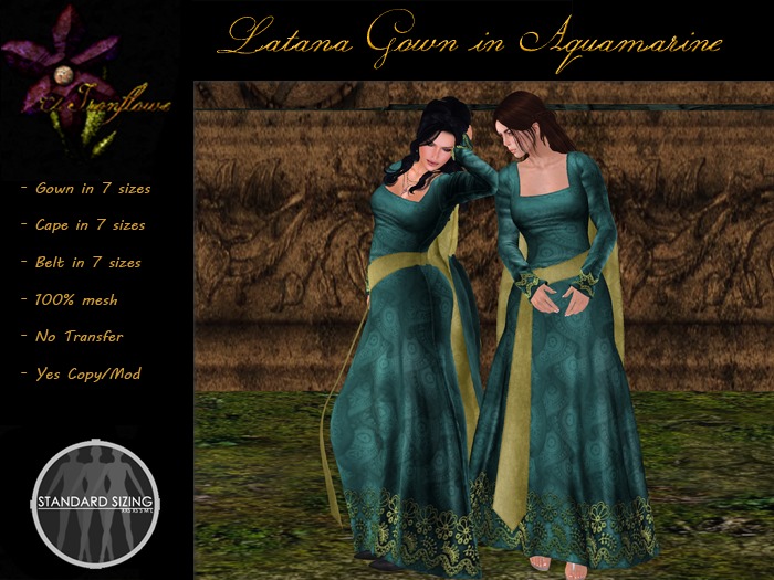 Second Life Marketplace - The Ironflower - Latana Gown in Aquamarine