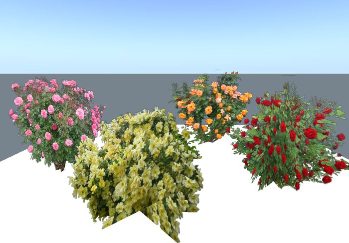 Second Life Marketplace - Packet with 4 Roses, red, pink, yellow and orange