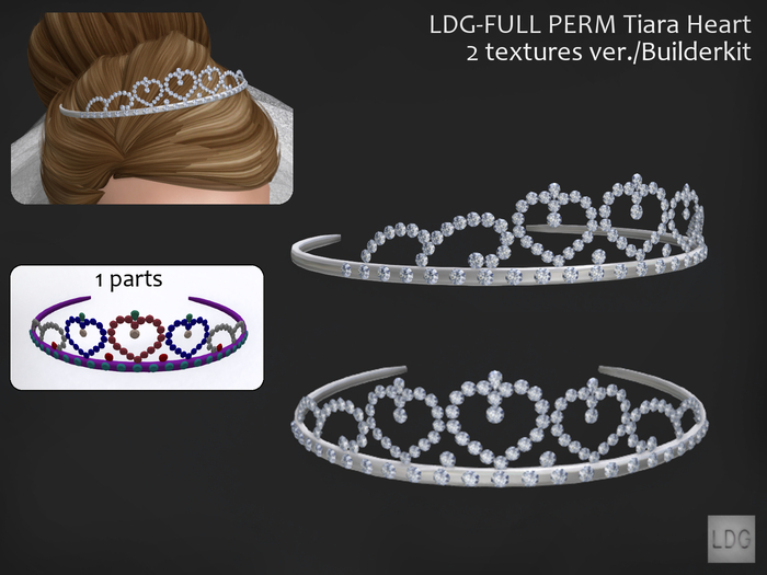 Second Life Marketplace - LDG-FULL PERM 967 Tiara Heart /2 textures ...