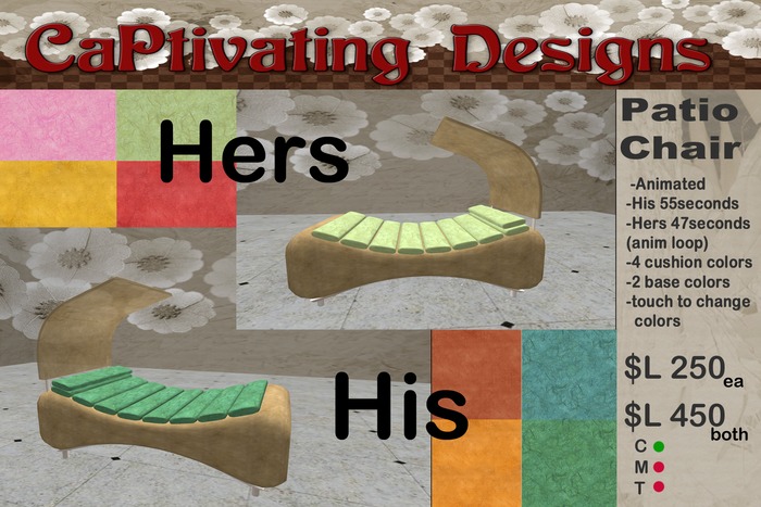 Second Life Marketplace Cap Patio Chairs Hishers Crated