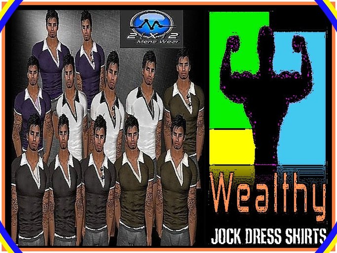 Second Life Marketplace - 2 X 2 Wealthy Jock Dress Shirts