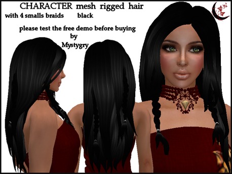 Second Life Marketplace - Character woman black mesh long hair rigged ...