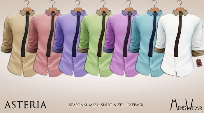 Second Life Marketplace - Asteria MensWear - Seasonal Mesh Shirt & Tie ...