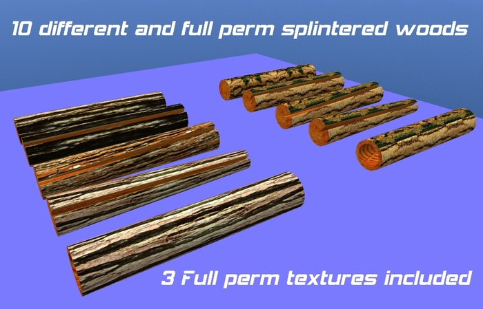 Second Life Marketplace - 10 full perm splintered woods Realistic ...