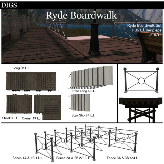 Second Life Marketplace - DIGS - Ryde Boardwalk Set [MESH]