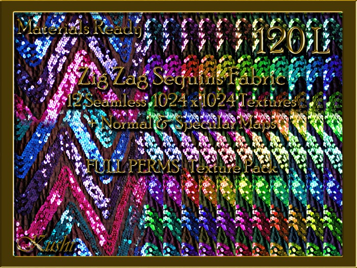 Second Life Marketplace - *Kushi* Zig Zag Sequin Fabric Seamless ...