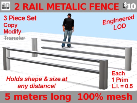 Second Life Marketplace - FULL PERM Metallic Fence or Railing BUILDERS ...