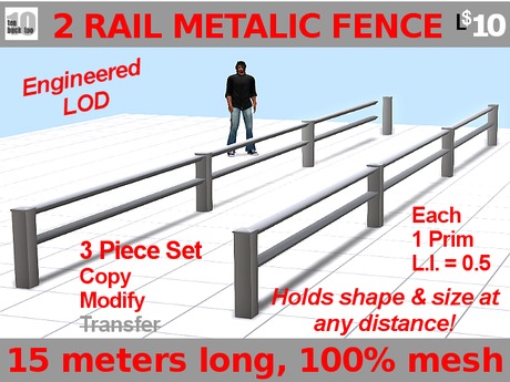 Second Life Marketplace - FULL PERM Metallic Fence or Railing BUILDERS ...