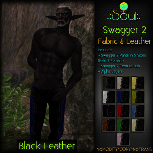Second Life Marketplace - .:Soul:. Swagger 2 - Fabric&Leather - Black