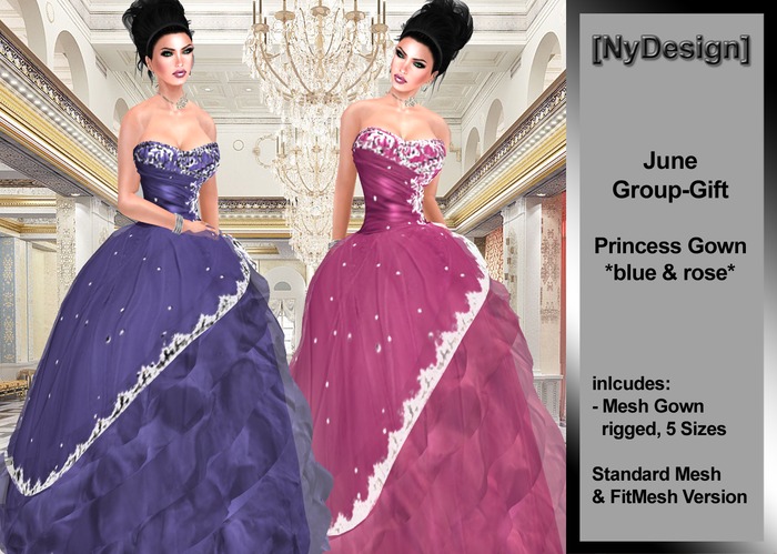 Second Life Marketplace - [NyDesign] Mesh Princess Gown *blue & rose*