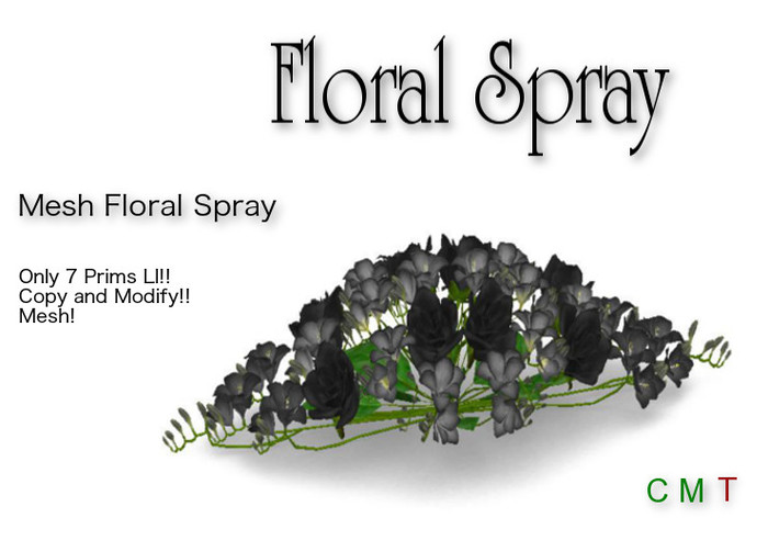 Second Life Marketplace - Floral Spray (Black) - Copy!! Promo Priced!!