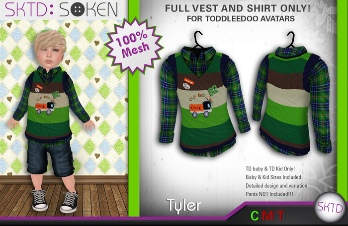 Second Life Marketplace - [SKTD] Toddleedoo Tyler Mesh Sweater Vest ...