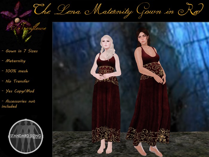 Second Life Marketplace - The Ironflower - Lena (Maternity) Gown in Red