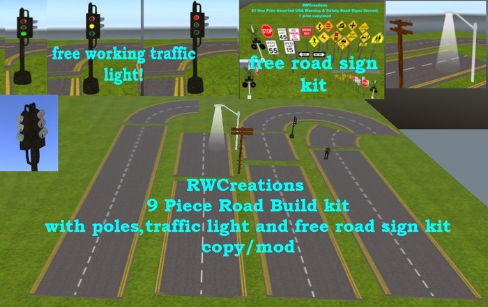 Second Life Marketplace - 9 pc Country Asphalt Dash Line Road Build KIT ...