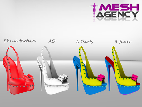 Second Life Marketplace - SLINK Red studded heels "Laetitia" - FULL PERM