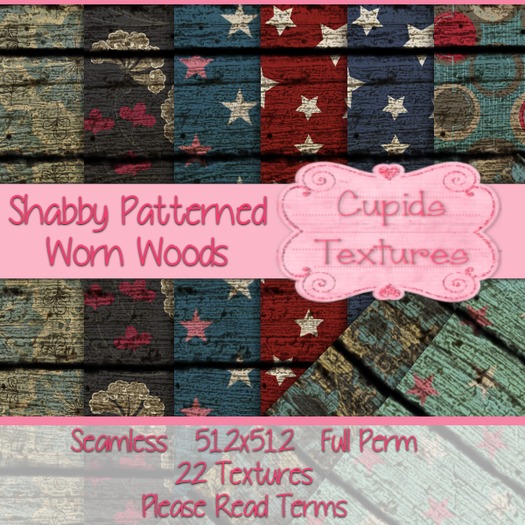 Second Life Marketplace - *Cupids Textures * 22 SHABBY PATTERNED WORN WOOD