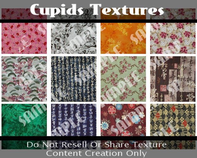 Second Life Marketplace - *CUPIDS TEXTURES* 19 Asian Fabric Textures