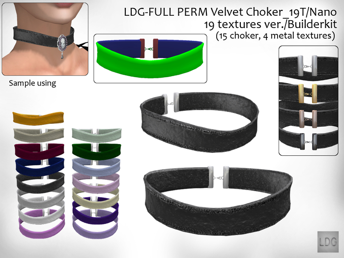 Second Life Marketplace - LDG-FULL PERM 004 Velvet Choker/Nano/19 ...