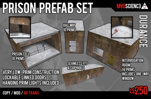 Second Life Marketplace - [MadScience] Durance Prison Prefab set