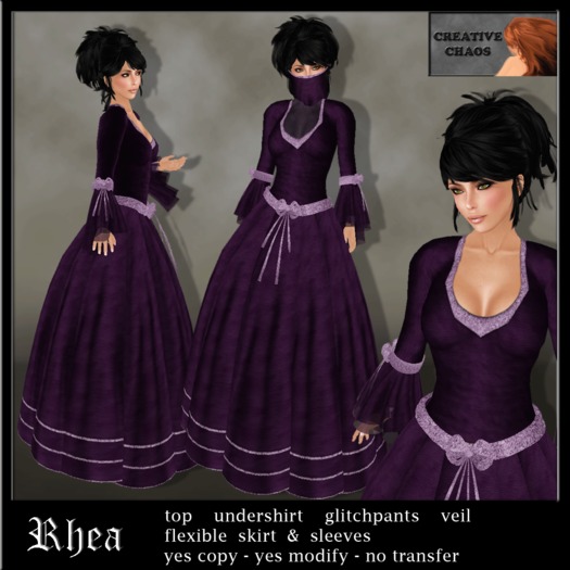 Second Life Marketplace - "Rhea" /purple fantasy gown incl. veil and ...