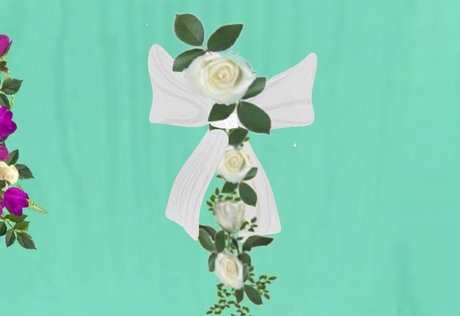 Second Life Marketplace - Wedding White Rose Spray Bow Pew Decor