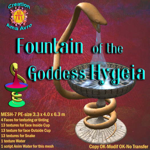 Second Life Marketplace - Fountain of Goddess Hygeia (mesh)