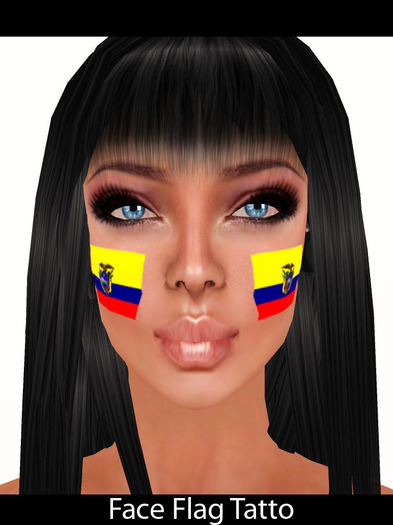Second Life Marketplace - Unisex Face Flag Tattoo - [Ecuador Flag Tattoo] - Face Flag Tattoo ...